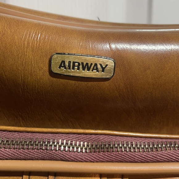 Bags | Airway Vintage Brown Leather Luggage Briefcase Carryon Suitcase ...